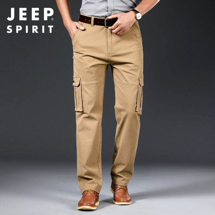 JEEP SPIRIT Men's Pants Cotton Multi-pocket Cargo Pants Oversized ...