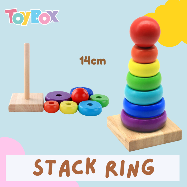 ToyBoxPH Wooden Rainbow Stacking Ring for Toddlers Educational ...