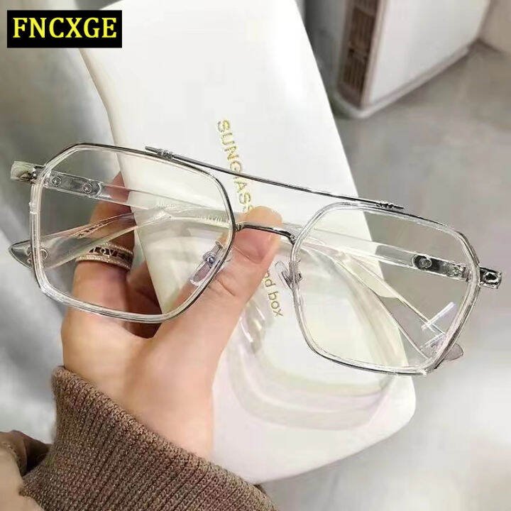 FNCXGE กรอบแว่นตา สายตาสั้น (0°ถึง -600°แว่นตานักบิน ป้องกันแสงสีฟ้า แฟชั่นสําหรับผู้ชาย และ ...