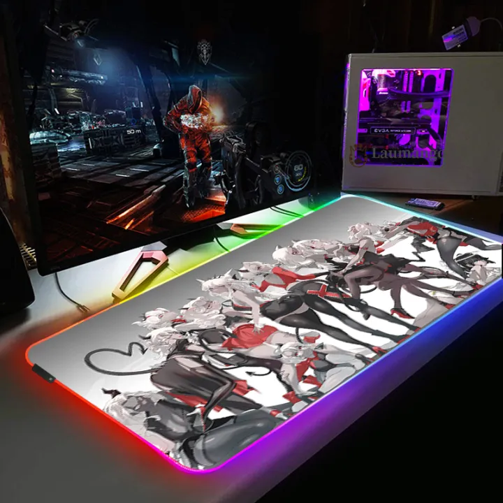Rgb Helltaker Gaming Pad Xxl Mouse Backlit Mat Desk Keyboard Mause ...