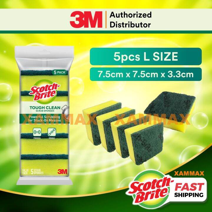 3M Scotch Brite (3's 5's) 21-5 Tough Clean Scrub Sponge Heavy Duty Pad ...