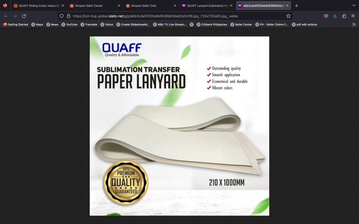 QUAFF Lanyard Sublimation Transfer Paper 100gsm 25x100cm (100 sheets ...