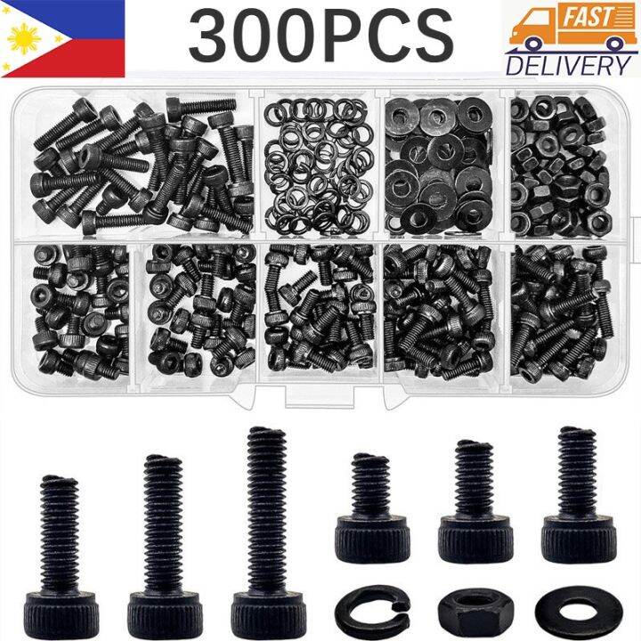 300Pcs Nuts Bolts Set Hex Bolts Nut and Washer Assortment Screws Bolts ...