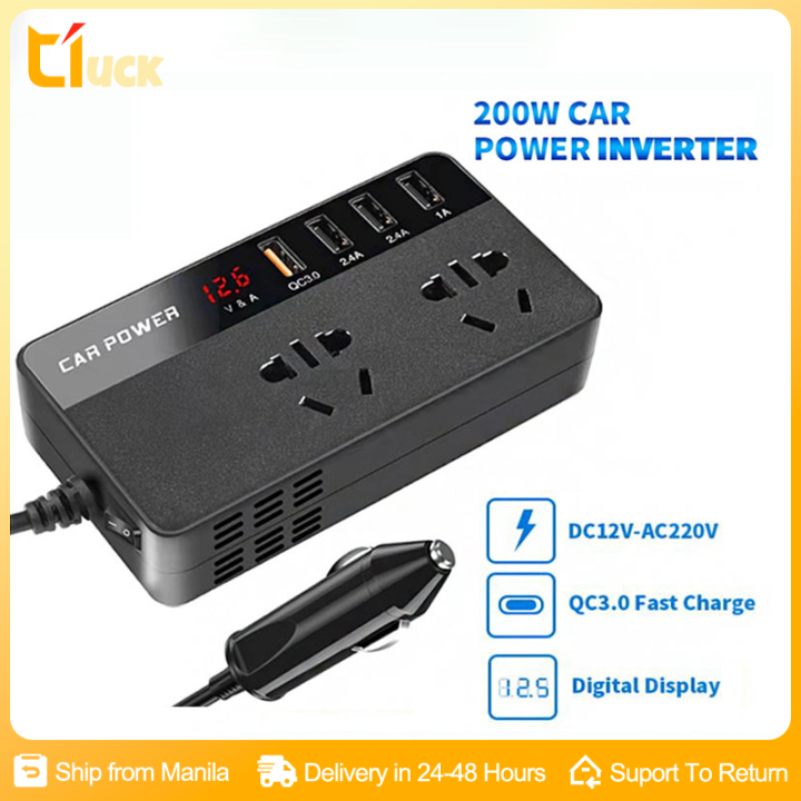 Car Inverter 200W 220V 12V/24V Conversion Socket Multifunctional Car ...