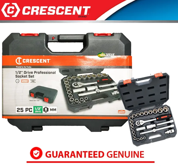 Crescent CTK25NEU 25 Piece 1/2" Drive Mechanics Socket Wrench Set •khm ...