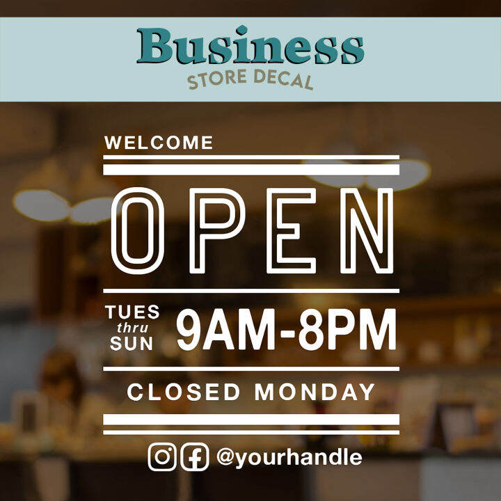 Customizable Store Hours Logo Wall/ Window Glass Business Decal Sticker ...
