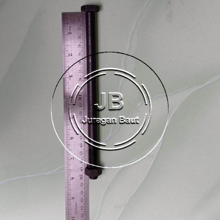 BAUT BAJA KUNCI 19 M12X200 PANJANG 20 CM 20CM GRADE 8.8 HTB M12 X 200 HALF DRAT HITAM BAUT 19 ...