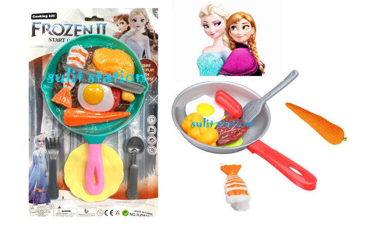 FROZEN ELSA ANNA KITCHEN FRYING PAN EGG CHICKEN CARROT FISH SASHIMI ...