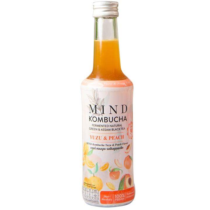 Mind Kombucha Sparkling Yuzu and Peach Flavored 250ml. | Lazada.co.th