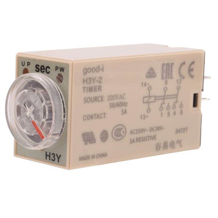 10S Delay Timer Time Relay H3Y-2 AC 220V 8 PIN Adjusting Knob Control ...