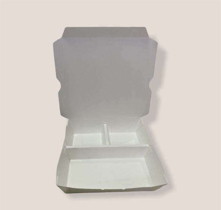 50pcs PAPER MEAL BOX 3 DIVISION WHITE double coated, laminated | Lazada PH