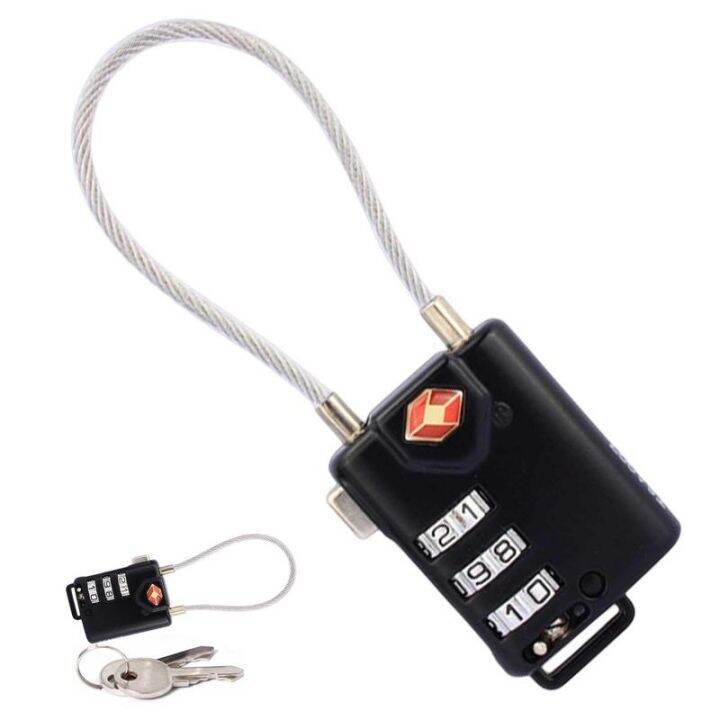 Wire Rope Combination Lock Steel Cable Rope 3 Digit Combination Lock ...