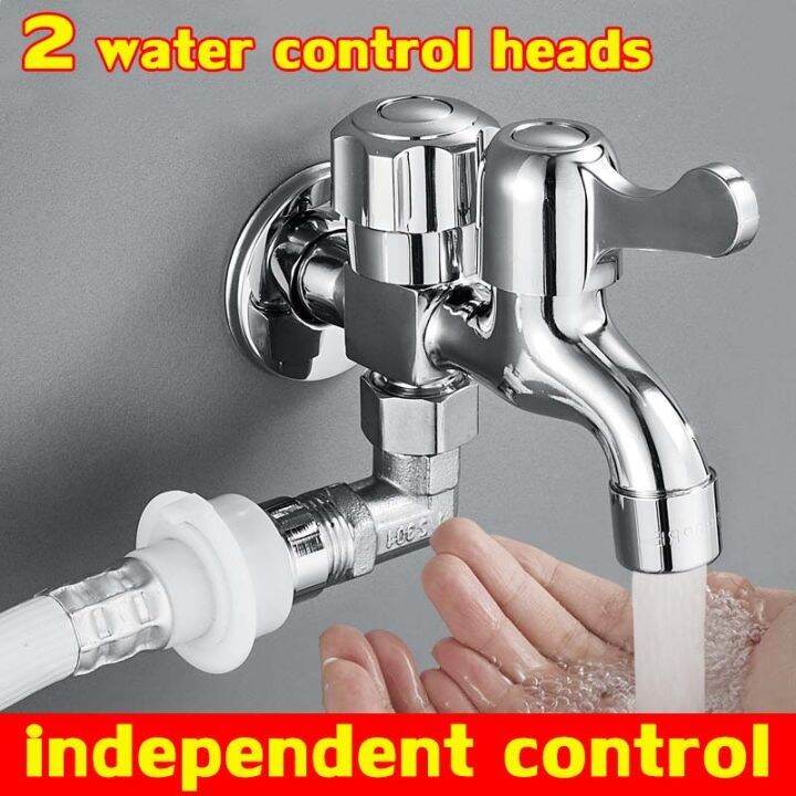 SUS304 Stainless Steel Two Way Faucet Washing Machine Faucet Wall ...