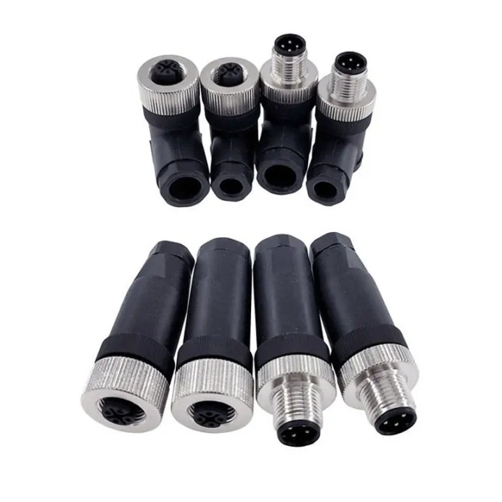 M12 sensor connector waterproof male amp;female plug screw threaded ...