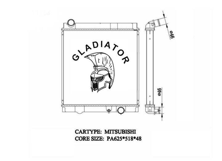 RADIATOR ASSEMBLY ( 625 X 518 X 48 ) MITSUBISHI FUSO CANTER 95-05 4D32 ...