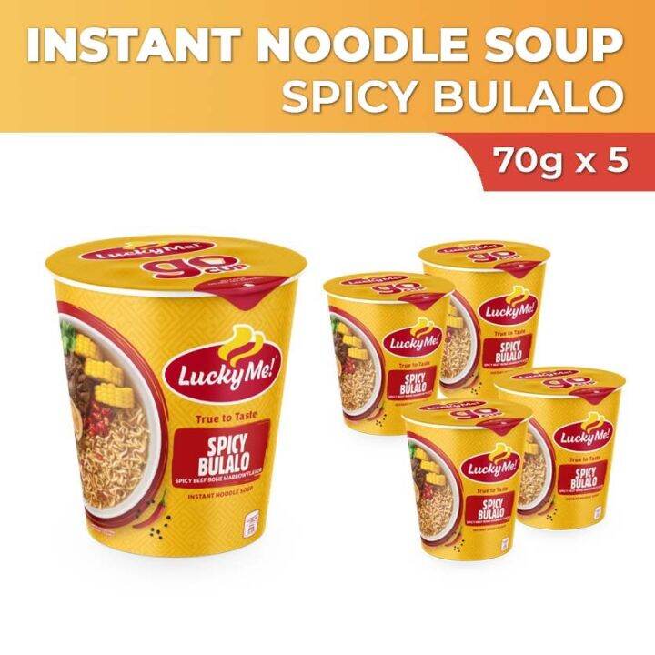 HOT SALE Lucky Me! Go Cup Instant Noodle Soup Spicy Bulalo 70g X 5 ...