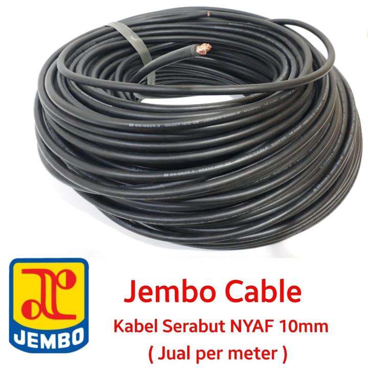 Kabel serabut 10mm NYAF merk Jembo dijual per meter ready warna Biru Merah Hitam | Lazada Indonesia