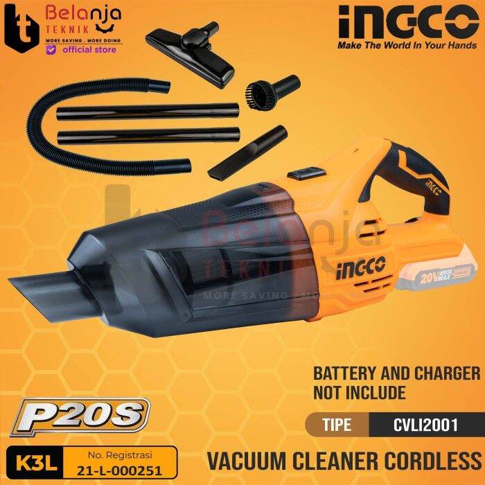 Ingco Vacuum Cleaner Mini Cordless 0.7 L Mesin Sedot Debu 20V CVLI2001 ...