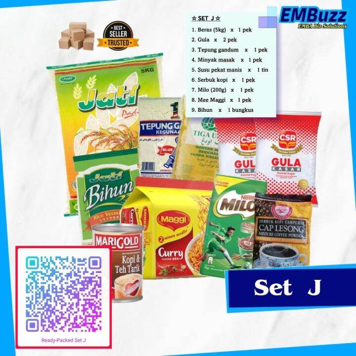 Medium Set J (10 Kuantiti - 9 Item) Barangan Runcit, Grocery Set. | Lazada