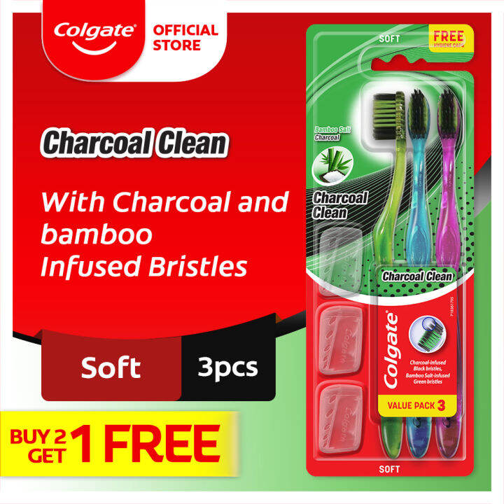 Colgate Charcoal Clean Toothbrush Assorted 3 pcs (Soft) | Lazada PH