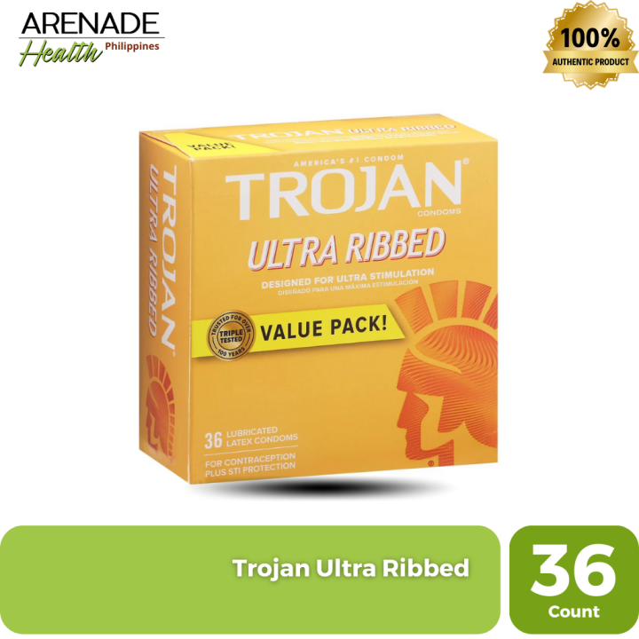 Trojan Ultra Ribbed (36 Lubricated Latex Condoms) | Lazada PH