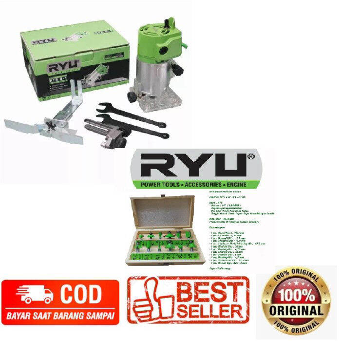Paket Mesin Trimmer Profil kayu RYU dan Router Bits Set 12 pcs RYU ...