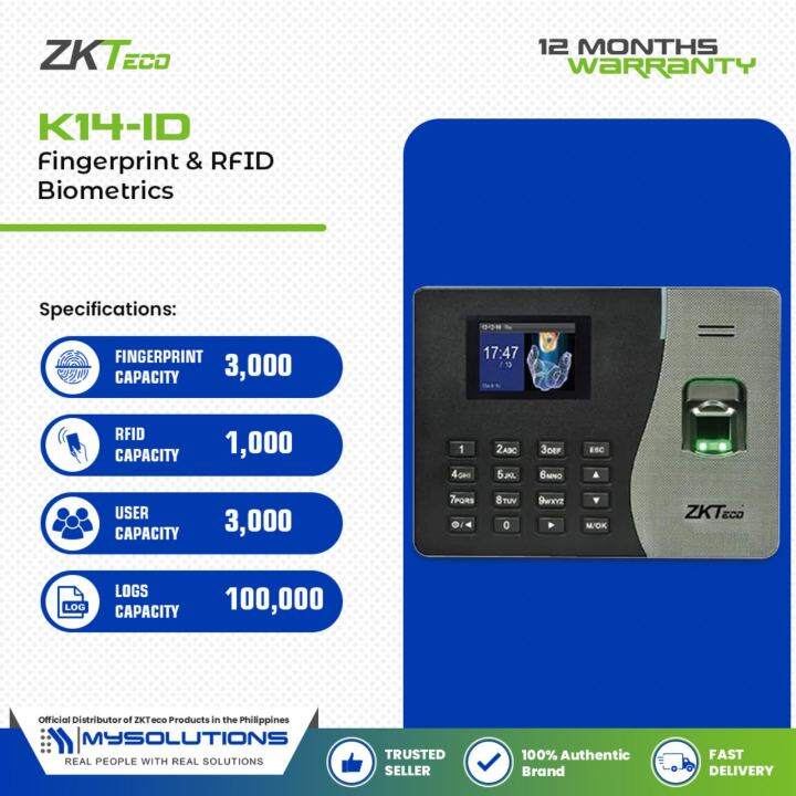 ZKTeco Fingerprint & ID Card Time Time & Attendance Biometrics K14 | Lazada PH