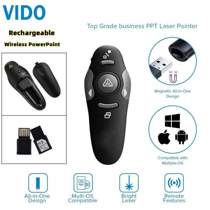 VIDO【COD】Laptop PC PPT Remote Control Page Turning Pen Tools Projection ...