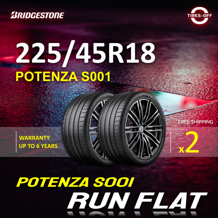 Bridgestone 225/45R18 POTENZA S001 RUN FLAT ยางใหม่ ผลิตปี2021 ราคาต่อ2เส้น มีรับประกันจากโรงงาน ...