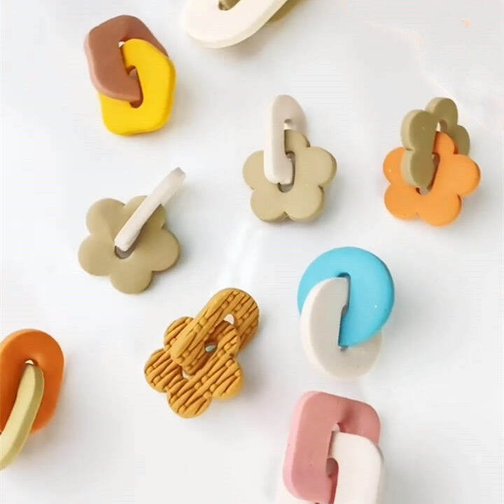 Donut Link Chain Cutters Circle Arch Blob ดอกไม้ Square Polymer Clay ...