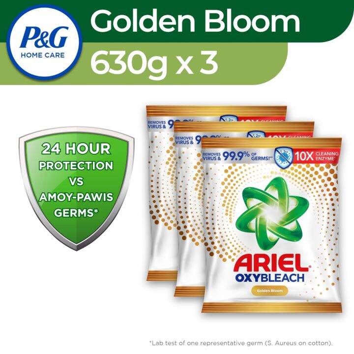 [BUNDLE] Ariel Powder Detergent Golden Bloom 630g x 3 (Laundry Detergent, Laundry Powder ...