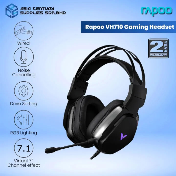 Rapoo VH710 Wired Virtual 7.1 Channels Gaming Headset Black [2 Years Warranty] | Lazada