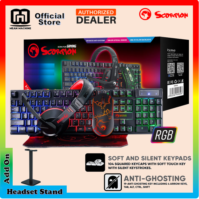 Marvo Scorpion CM409 4 In 1 RGB Gaming Accessories Sets (Keyboard ...