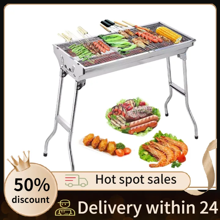Extra Large Portable Foldable Pure Stainless Steel Charcoal Barbeque ...