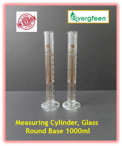 Glass Measuring Cylinder, Round Base, 1000ml | Lazada