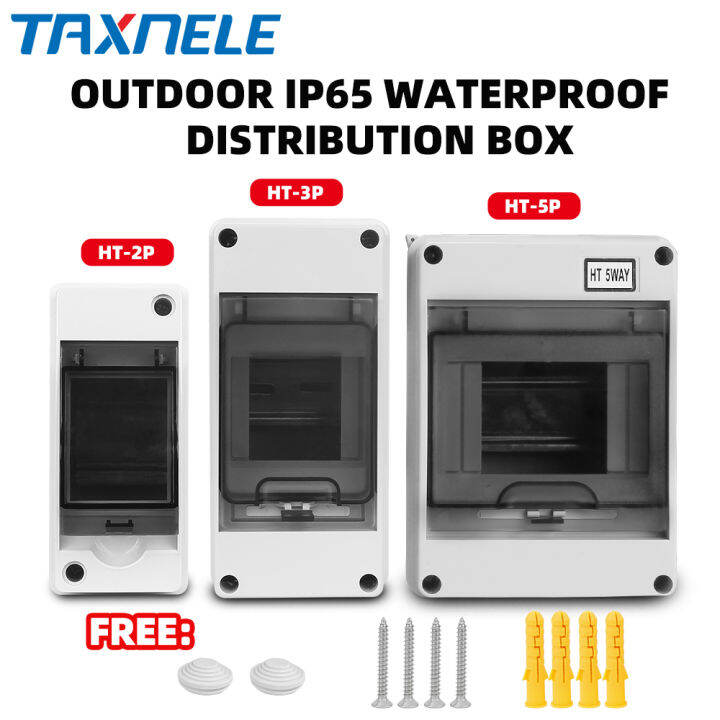 HT IP65 Outdoor Waterproof Electrical Distribution Box 2 3 5 Ways MCB Switch Meter Timer PC ...