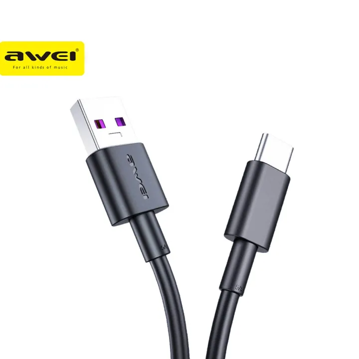Awei CL-77T 5A Fast Charging Cable USB to Type C 40W Data Transfer USB ...