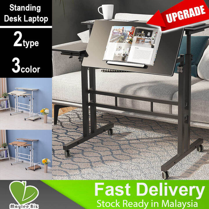 Ready Stoc Standing Desk Laptop Computer Stand Cart Mobile Height ...