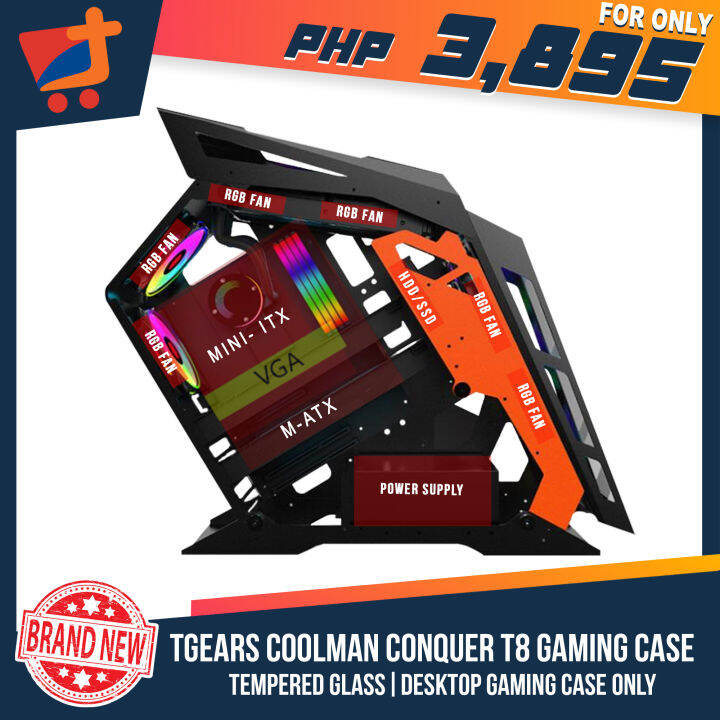 TGEARS Coolman Conquer T8 Tempered Glass Desktop Gaming Case Mid Tower ...