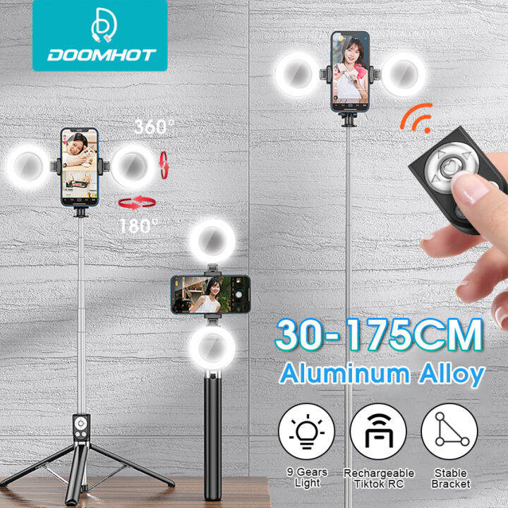 DoomHot ไม้เซลฟี่ มีไฟ ไม้เซลฟี่หมุน360 ° ไร้สายบลูทูธ ไม้เชลฟี มือถือ ...