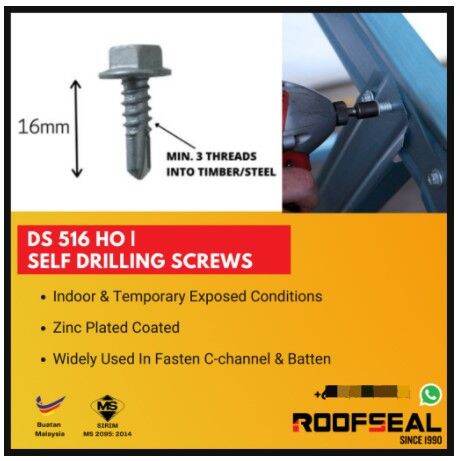 DS 516 HO | Self Drilling Screws | 16mm Skru Besi Bumbung | C Channel ...
