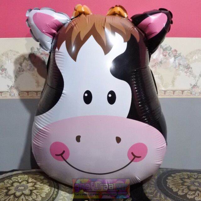 Balon Foil Karakter kepala hewan - balon sapi by ghofuraa shop | Lazada ...