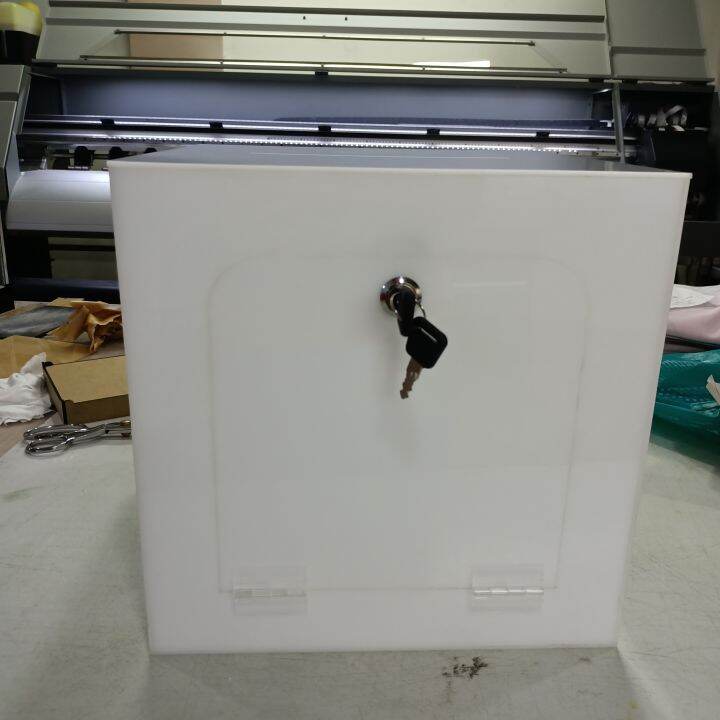 WHITE ACRYLIC TIP BOX WITH KEY LOCK (WE CUSTOMIZE) | Lazada PH