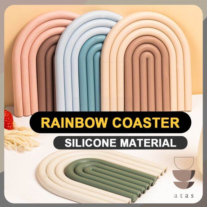 ATAS Silicone Detachable Rainbow Cup Coaster Hot Water Coffee Tea Ins ...
