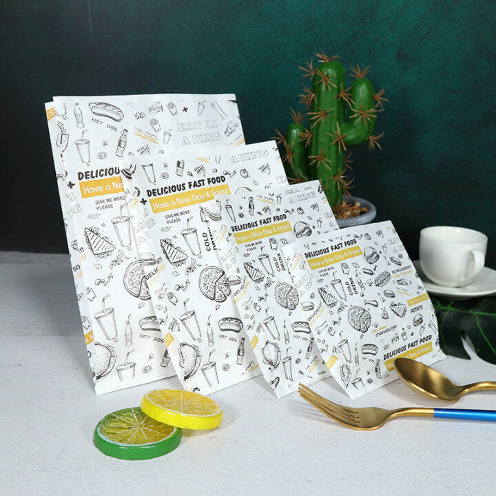 French Fries Oilproof Paper Bag Disposable Food Wrapper 90Pcs ...