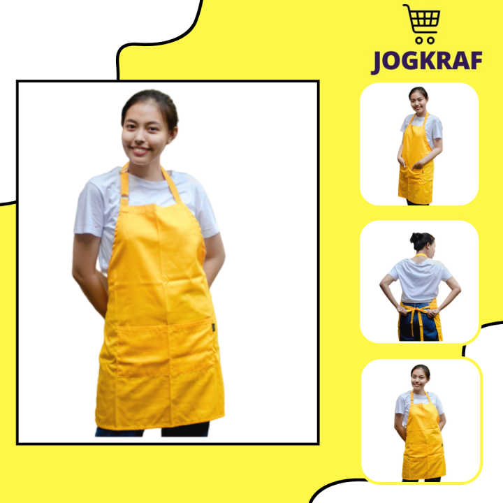 Celemek Clemek Apron Masak Korea Klasik Kuning Free Custom Bordir ...