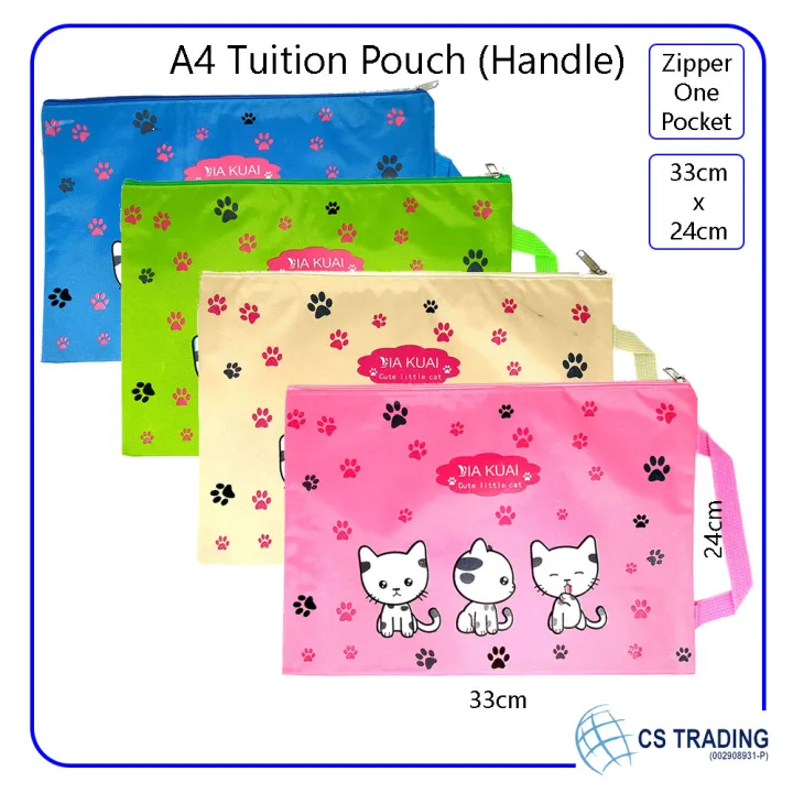 A4 Size File Bag Zipper Zip File Stationery File Folder Document Bag ...