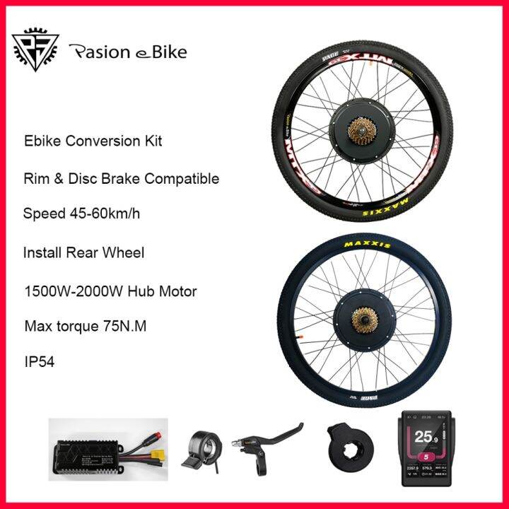 Ebike Conversion Kit 1500W 2000W Hub Motor 20 26 27.5 700C 28 29 Inch ...
