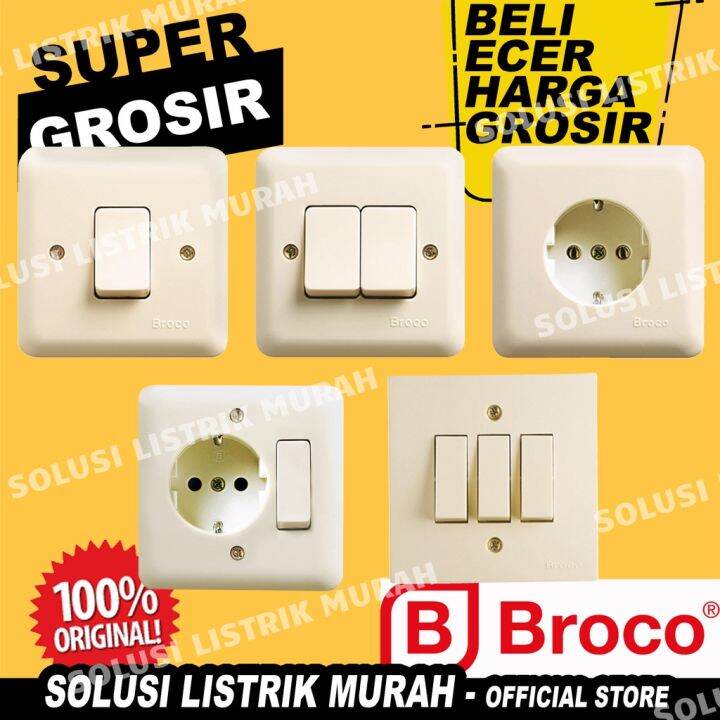 Broco New Gee Saklar Single / Double / Triple / Stop Kontak / Saklar + Stop Kontak IB / Inbow ...