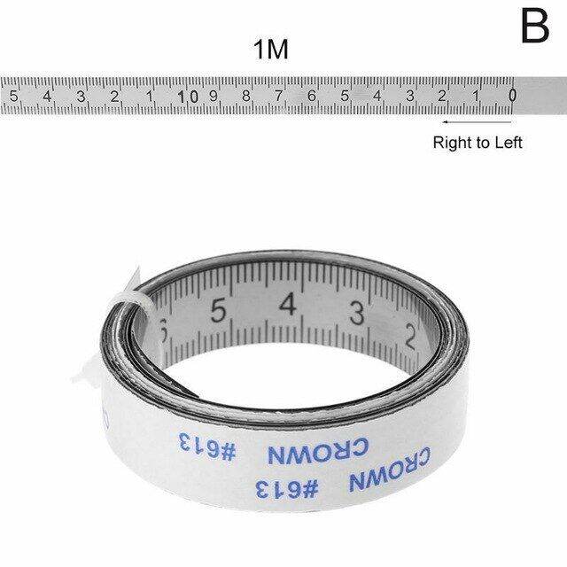 1m/2m/3m Self Adhesive Stainless Steel Metric Scale Ruler Rollable ...